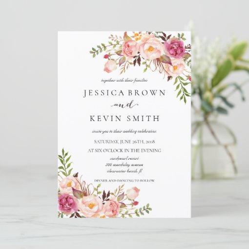 Rustic Floral Wedding Invitation-02updated Invitation | Zazzle