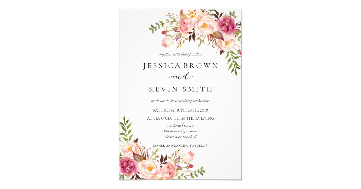 Rustic Floral Wedding Invitation-02updated Invitation | Zazzle.com
