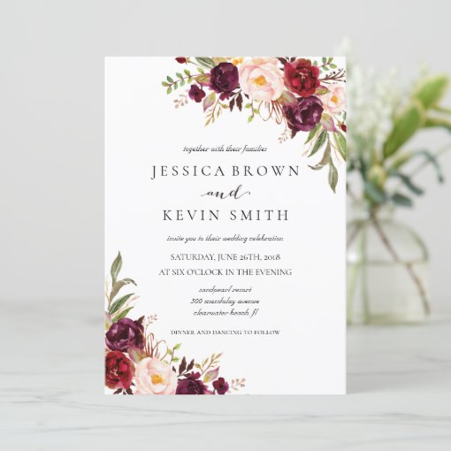 Rustic Floral Wedding Invitation-03 Invitation | Zazzle