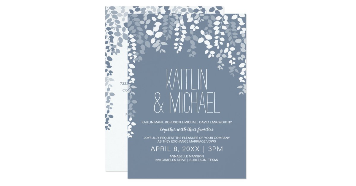 Rustic Floral Wedding Invitation (Dusty Blue) | Zazzle.com