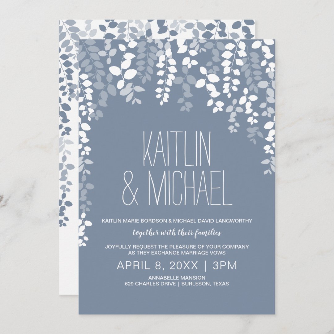 Rustic Floral Wedding Invitation (Dusty Blue) | Zazzle