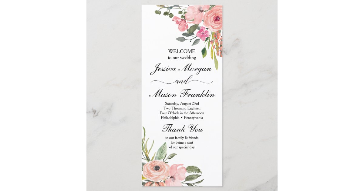 Rustic Floral Wedding Program | Zazzle