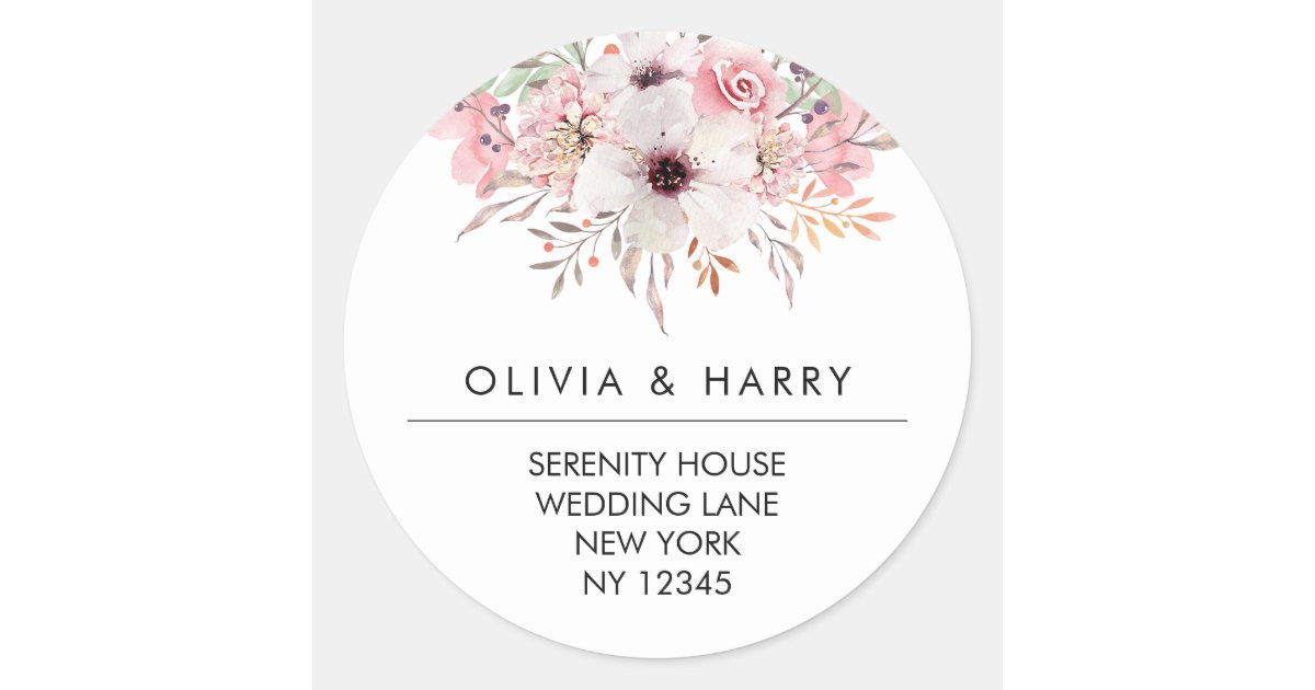 Rustic Floral Wedding Return Address Stickers | Zazzle