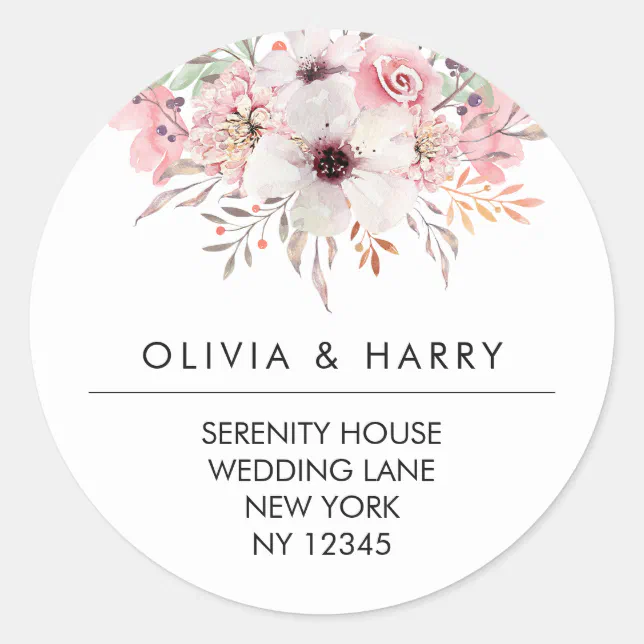 Rustic Floral Wedding Return Address Stickers | Zazzle