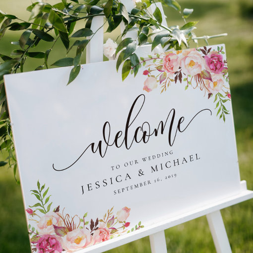 Rustic Floral Welcome Wedding Sign Foam Board | Zazzle