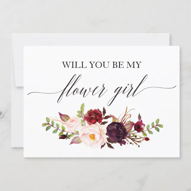 Rustic Floral Will you be my flower girl Invitation | Zazzle