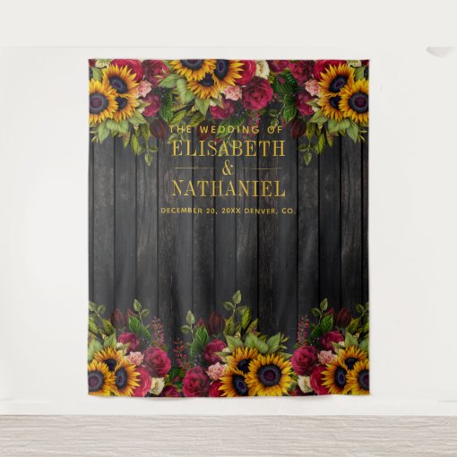 Rustic floral wood wedding photo booth backdrop | Zazzle