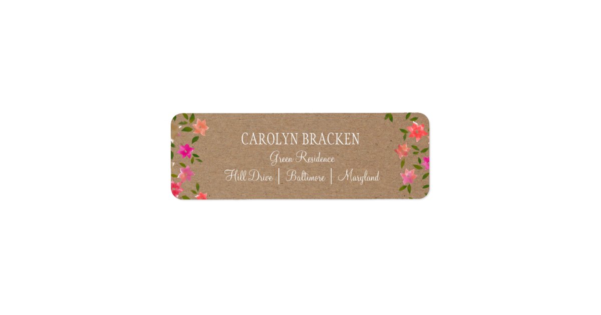 Rustic Floral Wreath Wedding Label | Zazzle