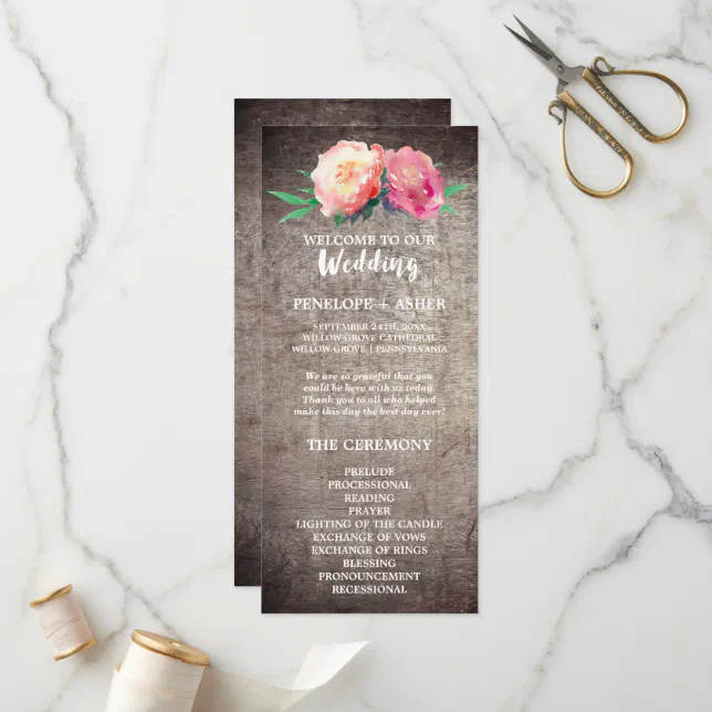 Rustic Flower Bouquet Wedding Program | Zazzle