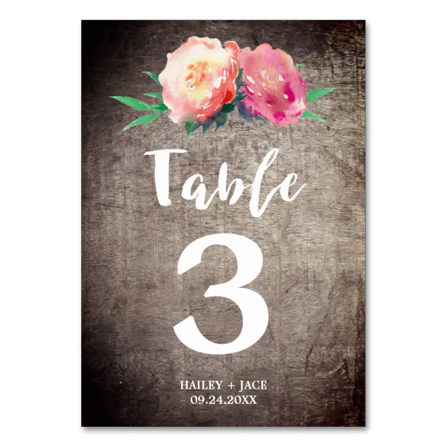 Rustic Flower Bouquet Wedding Table Number | Zazzle