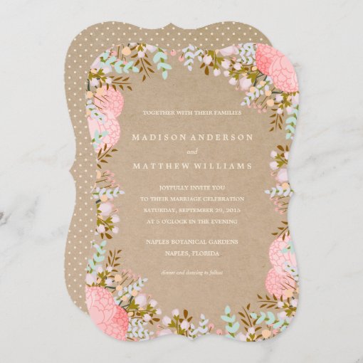 Rustic Flowers Border | Wedding Invitation | Zazzle