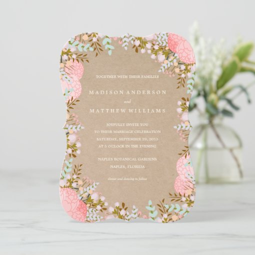 Rustic Flowers Border | Wedding Invitation | Zazzle