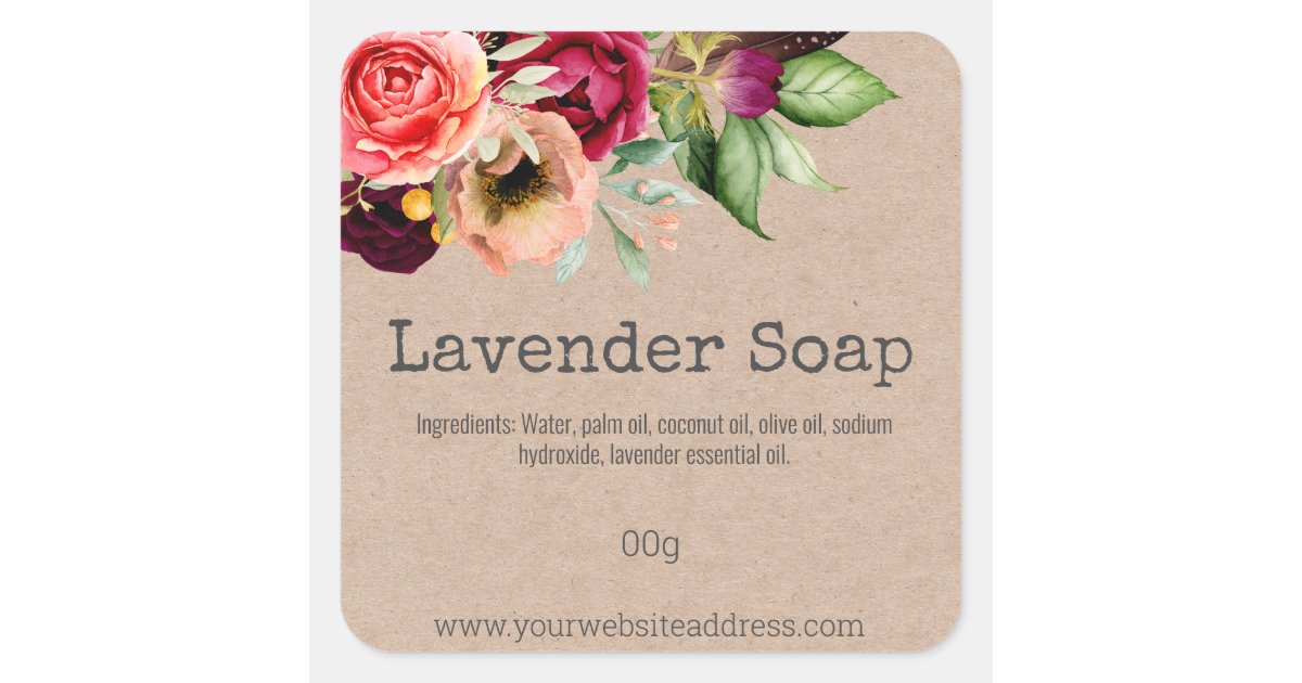 Rustic Flowers On Kraft Handmade Soap Labels | Zazzle