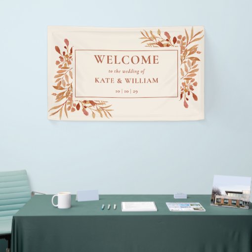 Rustic Foliage Autumn Fall Wedding Welcome Banner | Zazzle