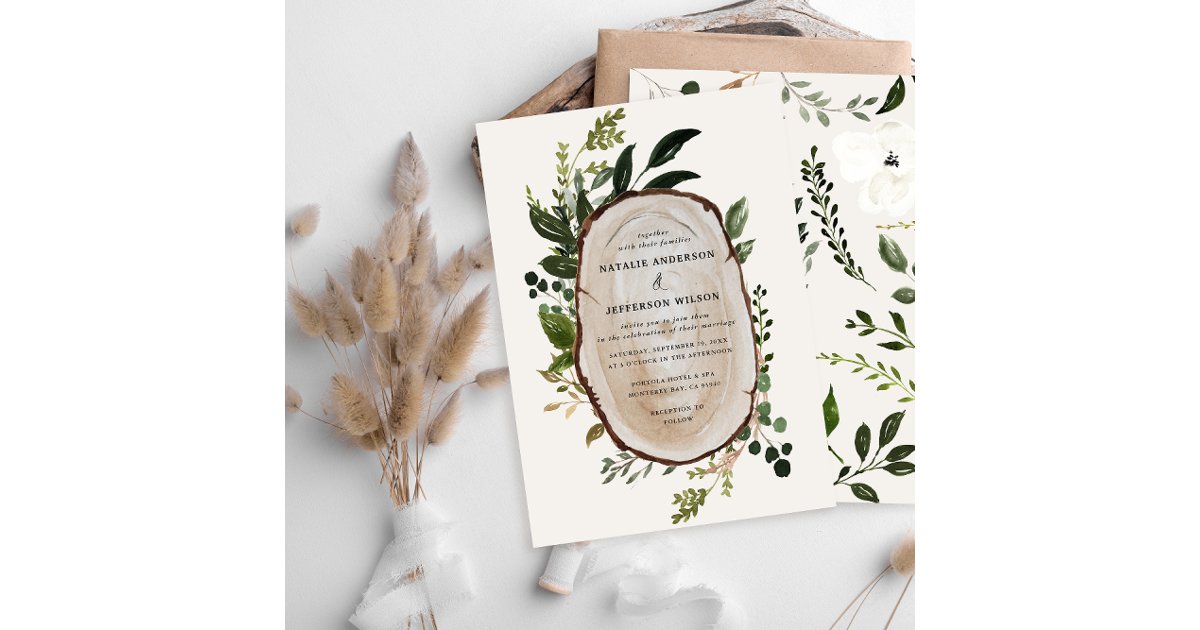 Rustic Foliage Farmhouse Elegant Botanical Wedding Invitation | Zazzle
