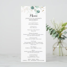Rustic Foliage Gold Floral Calligraphy Dinner Menu | Zazzle