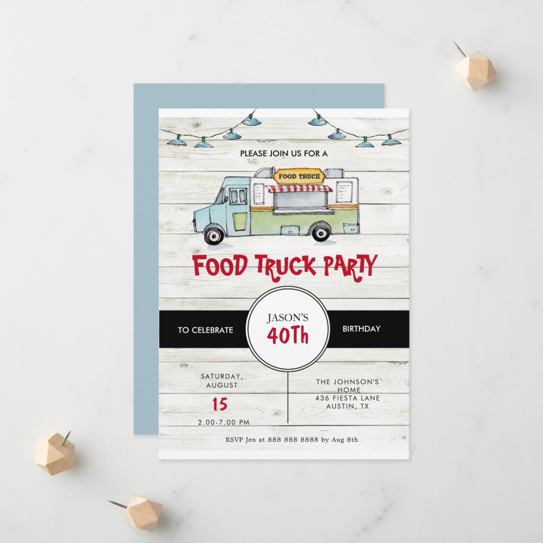 Rustic Food Truck Birthday Party Invitation | Zazzle