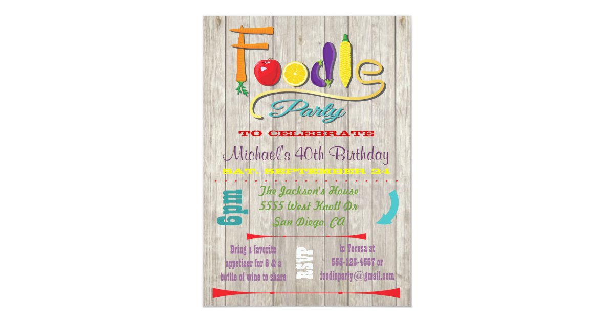 Rustic Foodie party Invitations | Zazzle.com