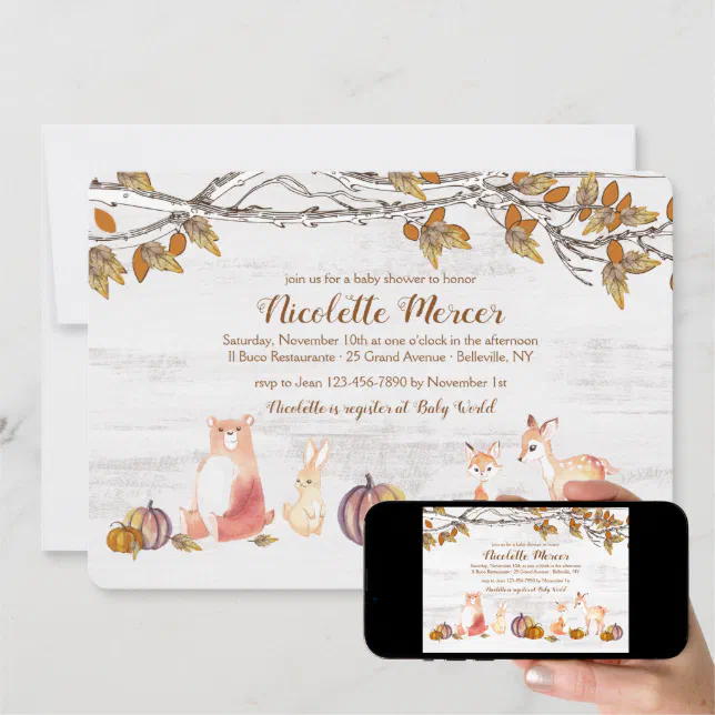 Rustic Forest Animals Invitation | Zazzle
