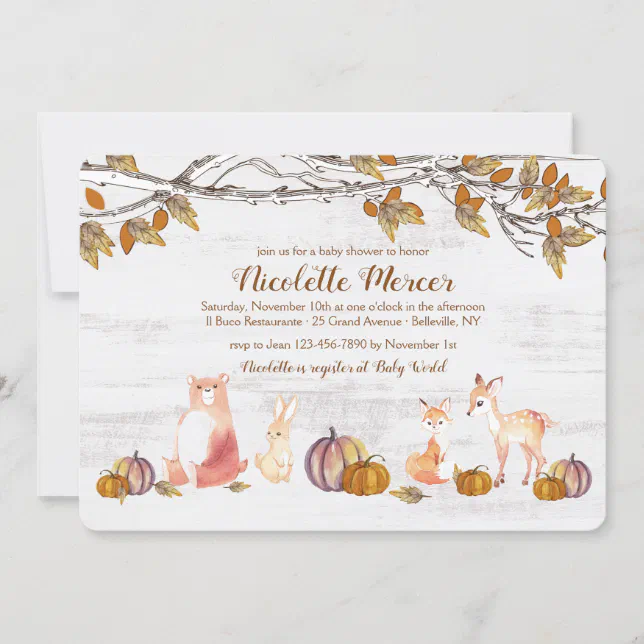 Rustic Forest Animals Invitation | Zazzle