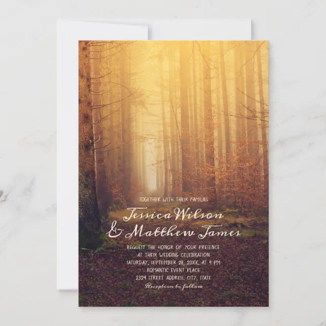 Rustic Forest Fall Autumn Woods Country Wedding Invitation | Zazzle
