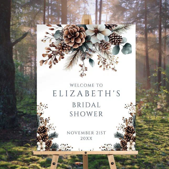 Rustic Forest Floral Bridal Shower Welcome Sign | Zazzle