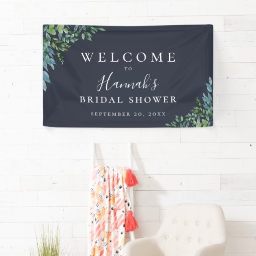 Rustic Forest Foliage Navy Blue Party Banner | Zazzle