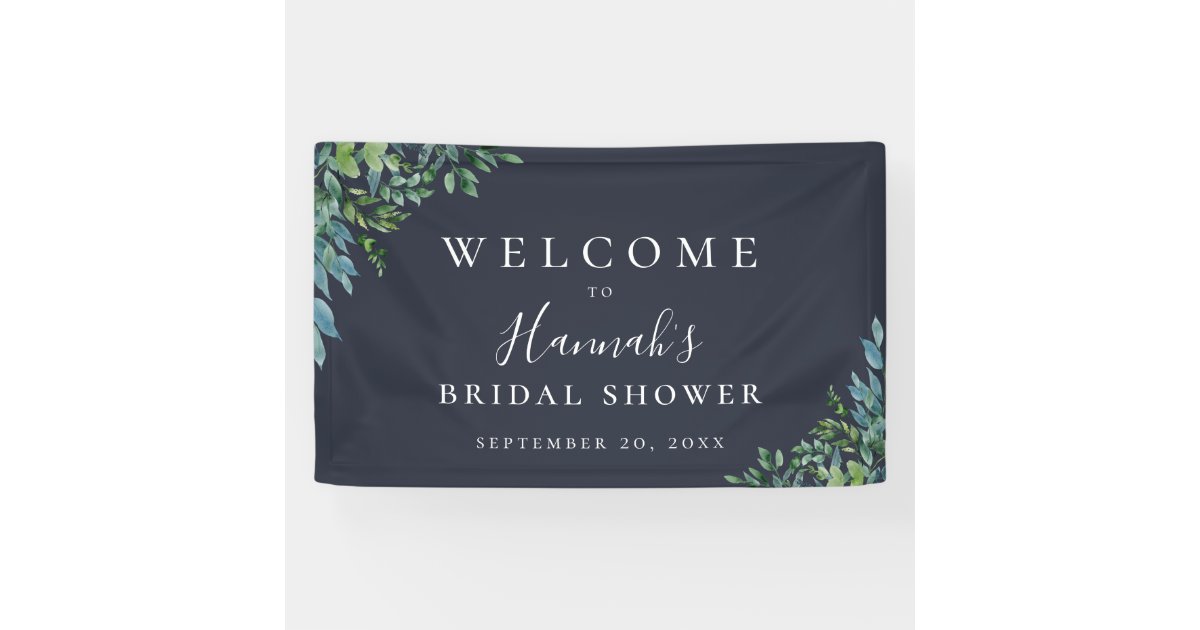 Rustic Forest Foliage Navy Blue Party Banner | Zazzle
