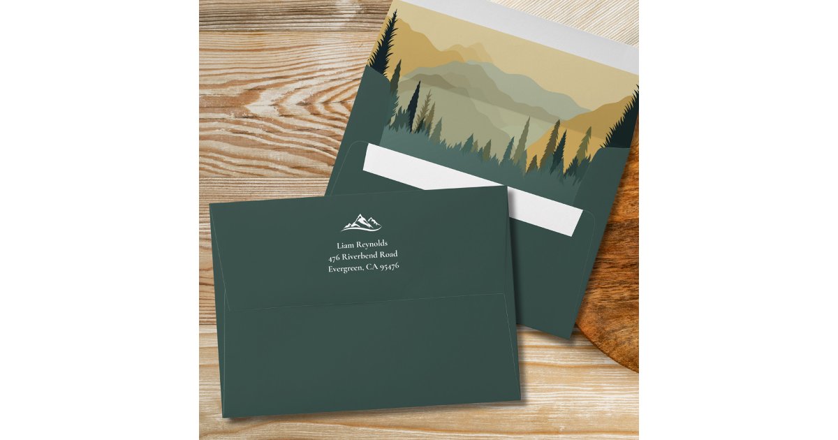 Rustic Forest Green Lined Bachelor Weekend Envelope | Zazzle