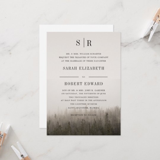 Rustic Forest Misty Landscape Rehearsal Dinner Invitation | Zazzle.com