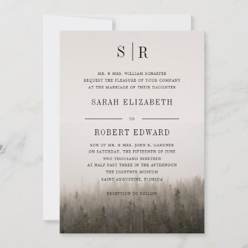 Rustic Forest Misty Landscape Rehearsal Dinner Invitation | Zazzle