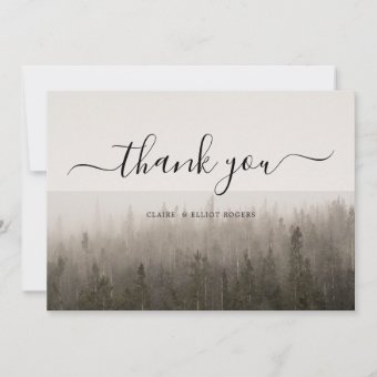 Rustic Forest Misty Landscape Wedding Thank You Card | Zazzle