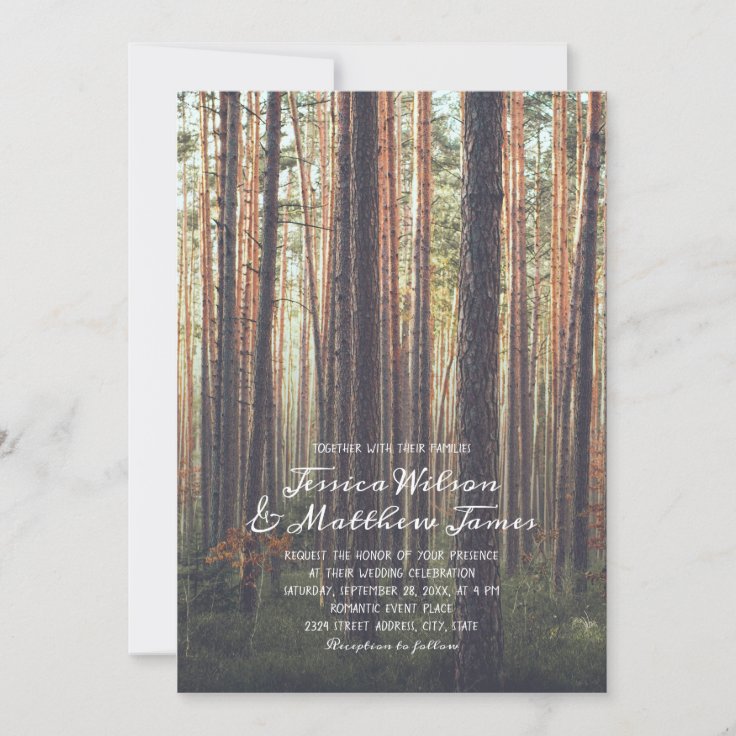 Rustic Forest Pine Trees Fall Country Wedding Invitation | Zazzle
