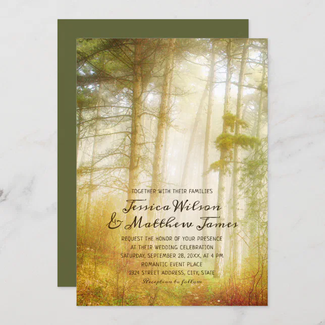 Rustic Forest Pine Trees Romantic Country Wedding Invitation | Zazzle