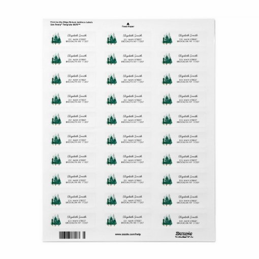 Rustic Forest Pine Trees Watercolor Modern Script Label | Zazzle