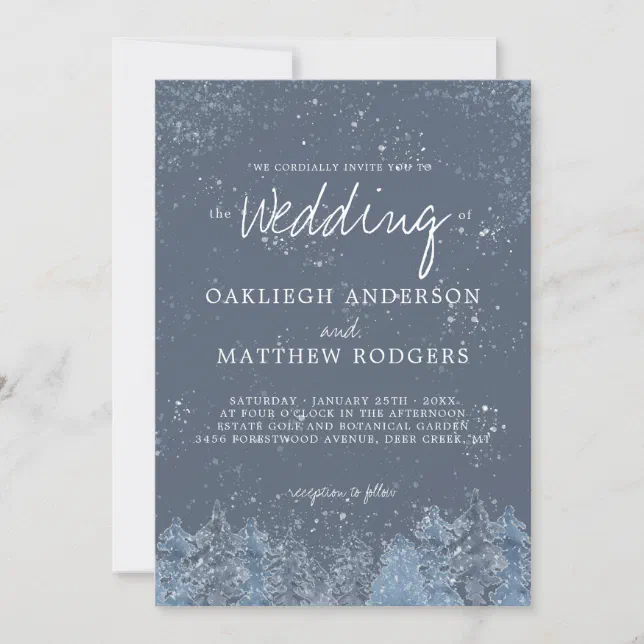 Rustic Forest Snowy Winter Forest Wedding Invitation | Zazzle