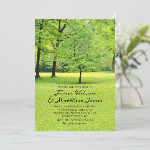 Rustic Forest Spring Tree Greenery Country Wedding Invitation | Zazzle