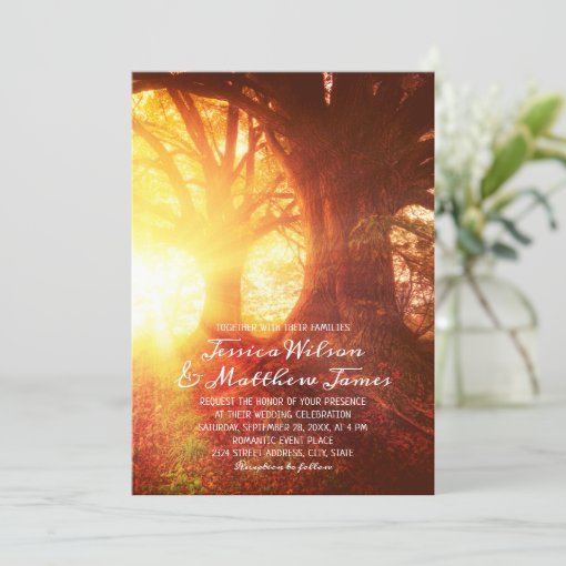 Rustic Forest Sunset Tree Country Summer Wedding Invitation | Zazzle