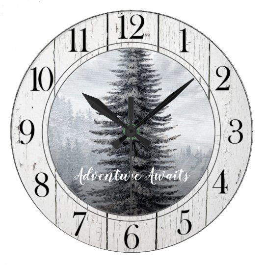 Rustic Forest Tree Distressed Wood Adventure Large Clock | Zazzle.com