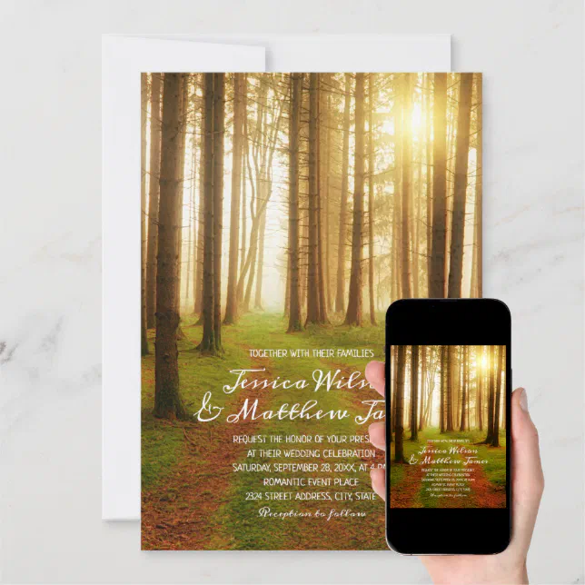 Rustic Forest Tree Path Sun Summer Country Wedding Invitation | Zazzle