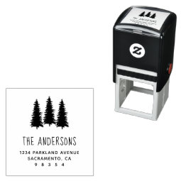 Rustic Forest Trees Family Name Return Address Self-inking Stamp | Zazzle