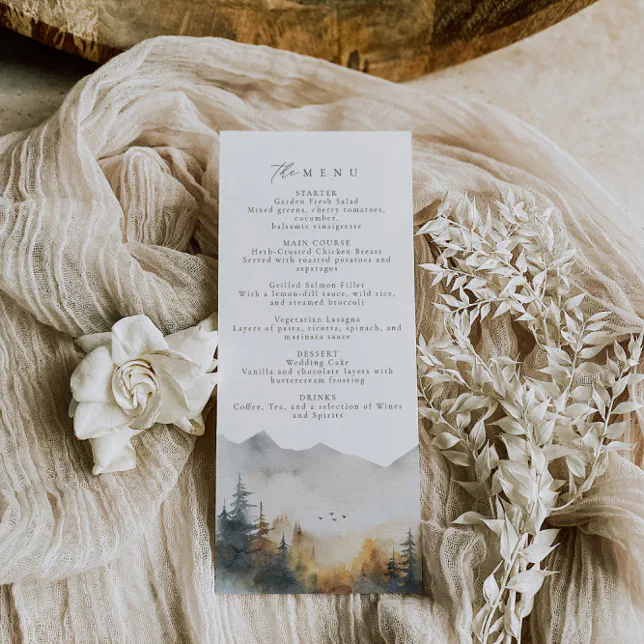 Rustic Forest Wedding Menu | Zazzle