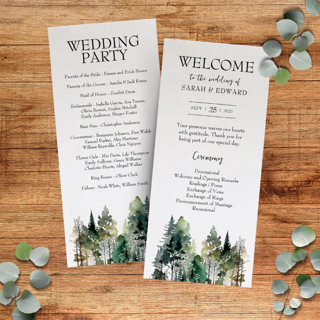 Rustic Forest Wedding Program | Zazzle
