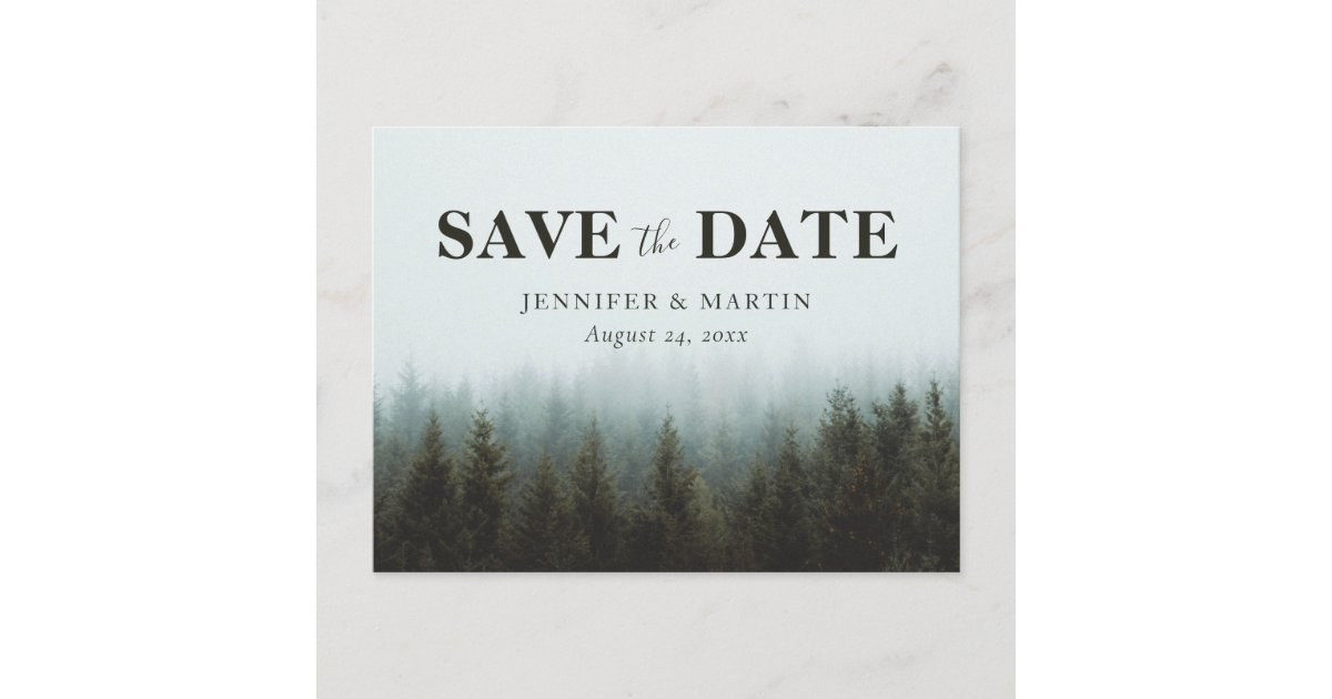 Rustic Forest Wedding Save The Date Postcard | Zazzle