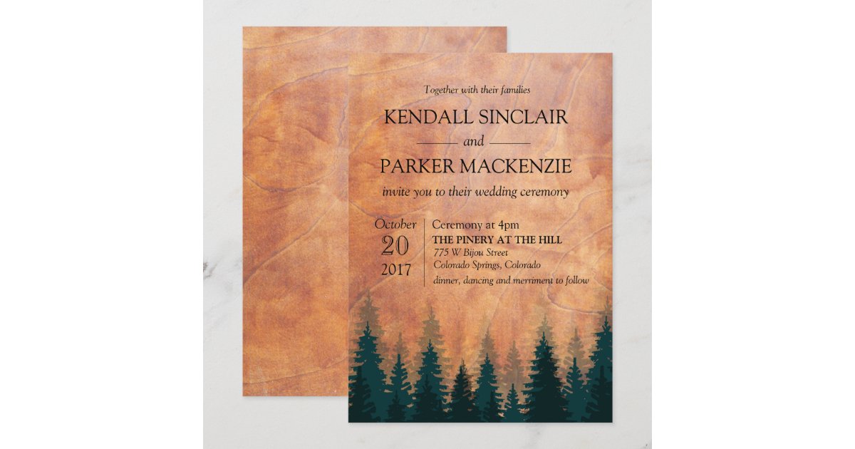 Rustic Forest Wood Wedding Invitation | Zazzle