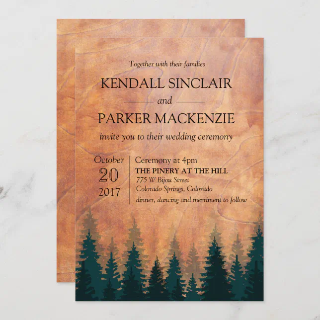 Rustic Forest Wood Wedding Invitation | Zazzle