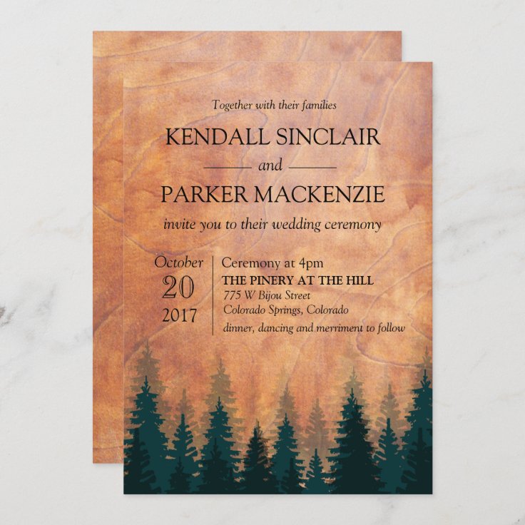 Rustic Forest Wood Wedding Invitation | Zazzle
