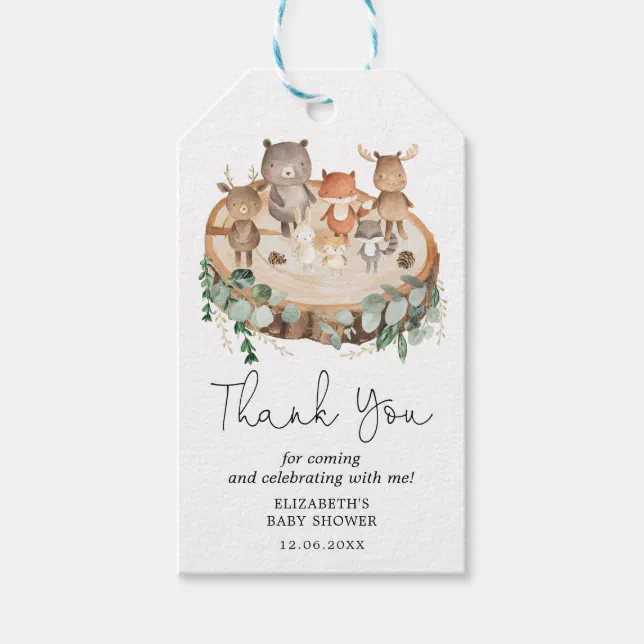 Rustic Forest Woodland Animals Baby Shower Favors Gift Tags | Zazzle