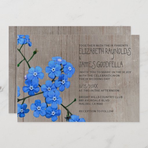 Rustic Forget-Me-Not Wedding Invitations | Zazzle