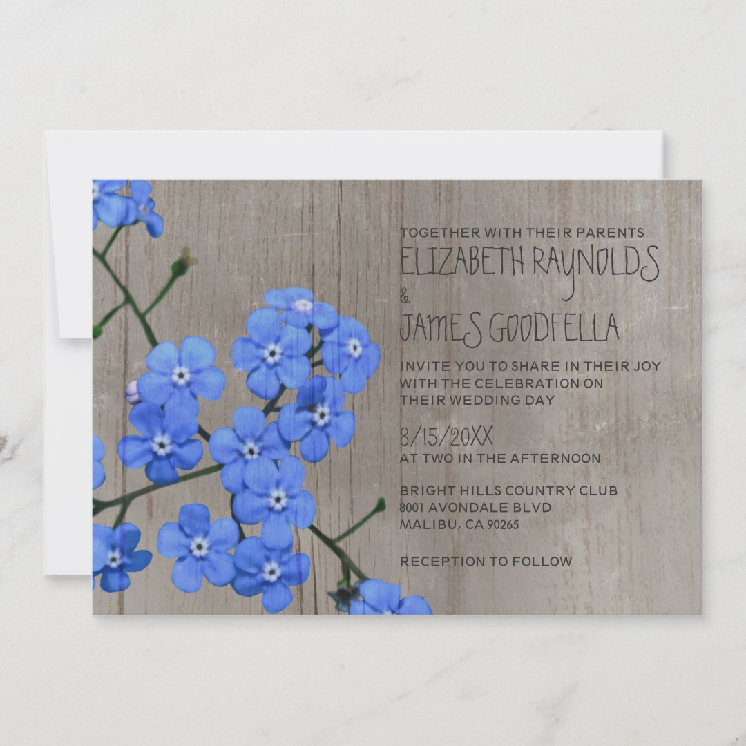 Rustic Forget-Me-Not Wedding Invitations | Zazzle